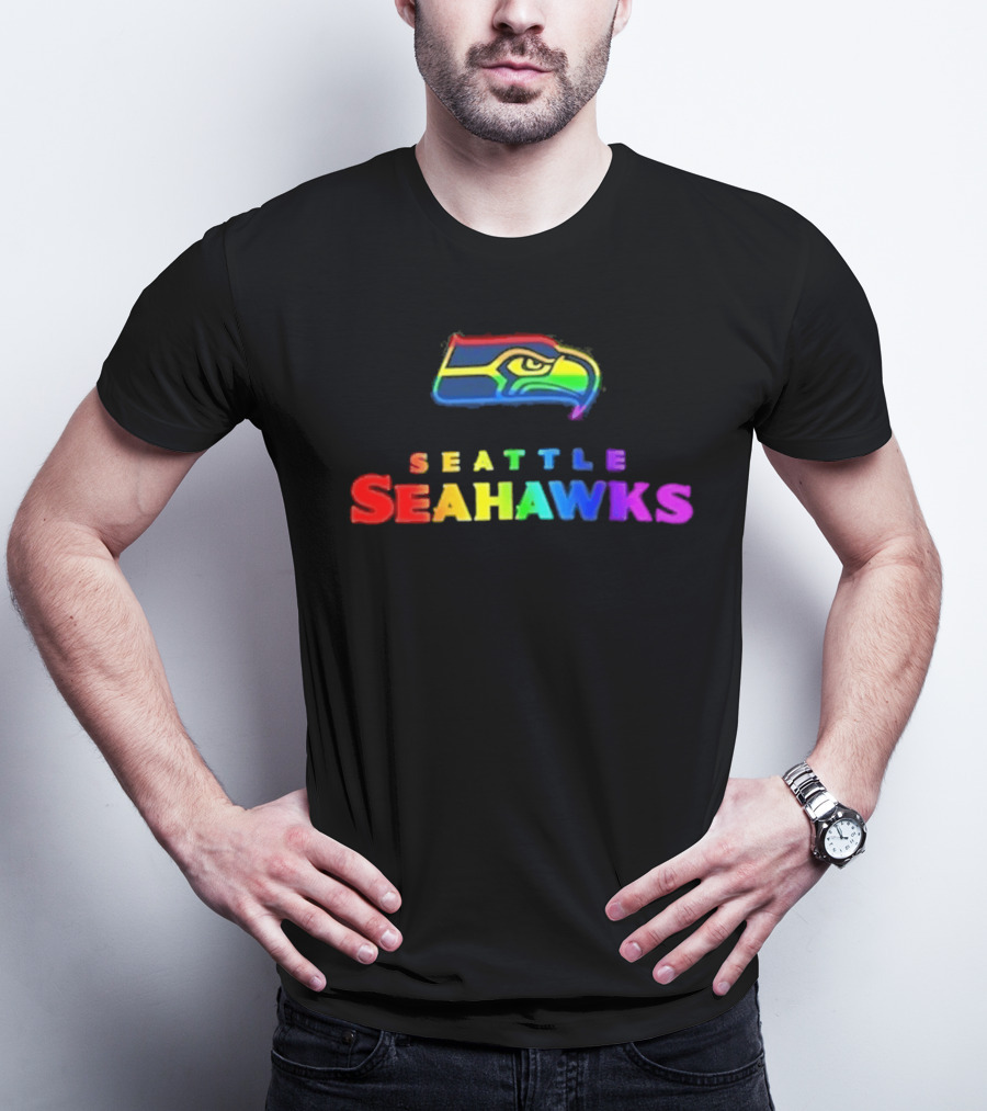 Seattle Seahawks Rainbow Pride NFL Team Logo LGBTQ+ T-Shirt