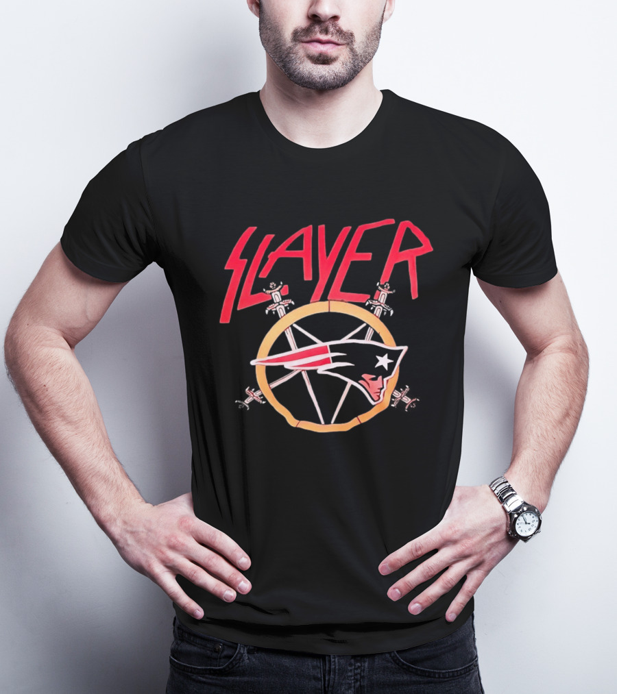Slayer New England Patriots Collaboration Merchandising T-Shirt