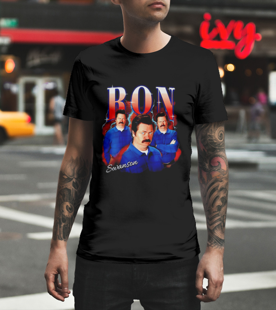 Parks And Recreation Ron Swanson Hearthrob Character Collage T-Shirt