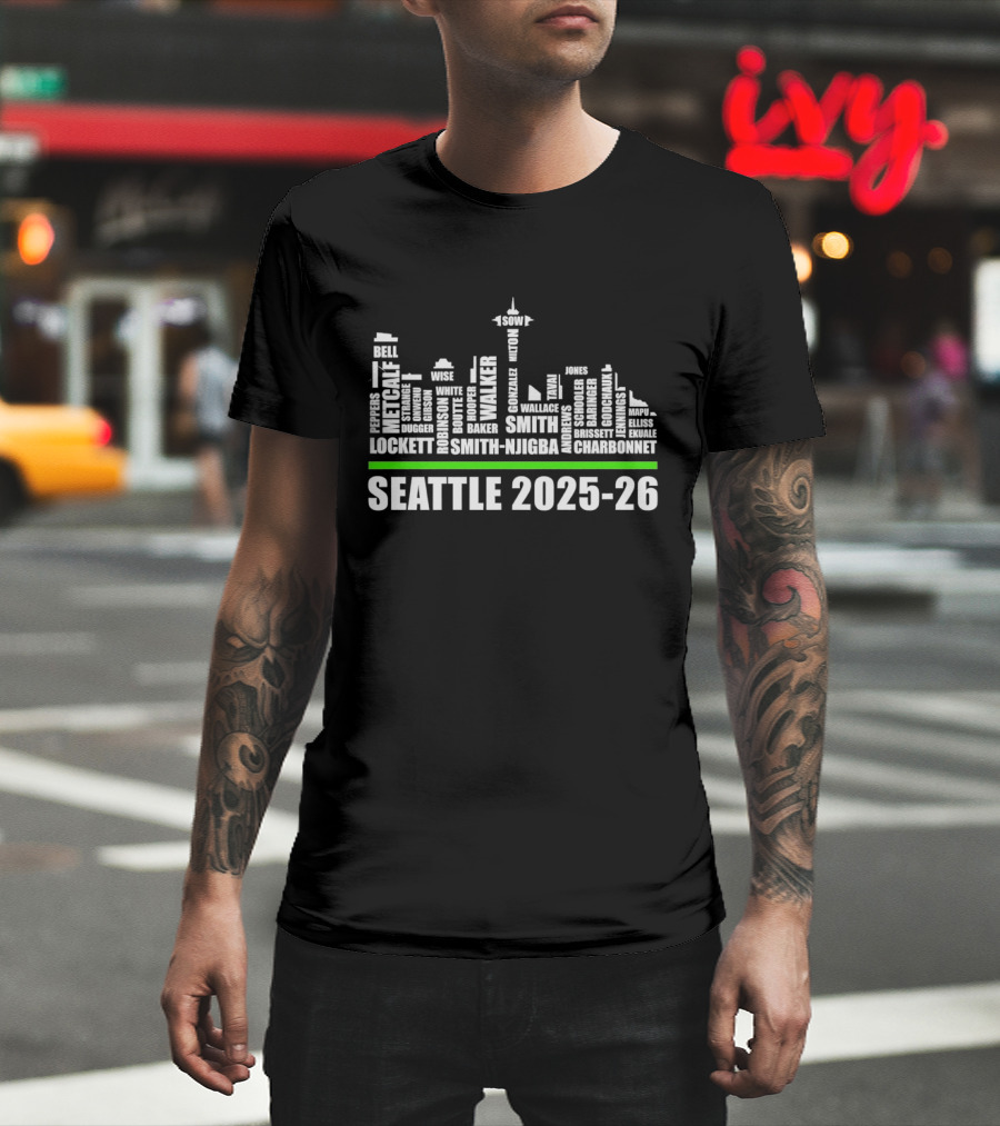 Seattle 2025 26 Skyline City Seahawks T-Shirt