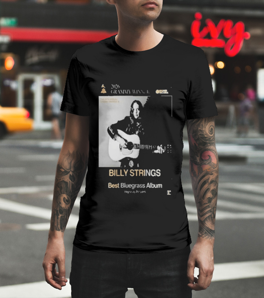 Billy Strings 2026 Grammy Winner Best Bluegrass Album Performance Acoustic Guitar T-Shirt