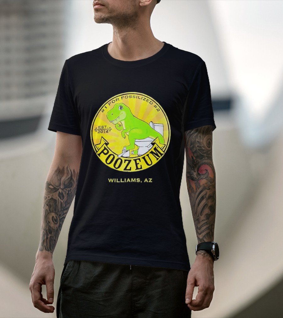 Poozeum Dinosaur Toilet Humor Est. 2014 #1 For Fossilized #2 T-Shirt