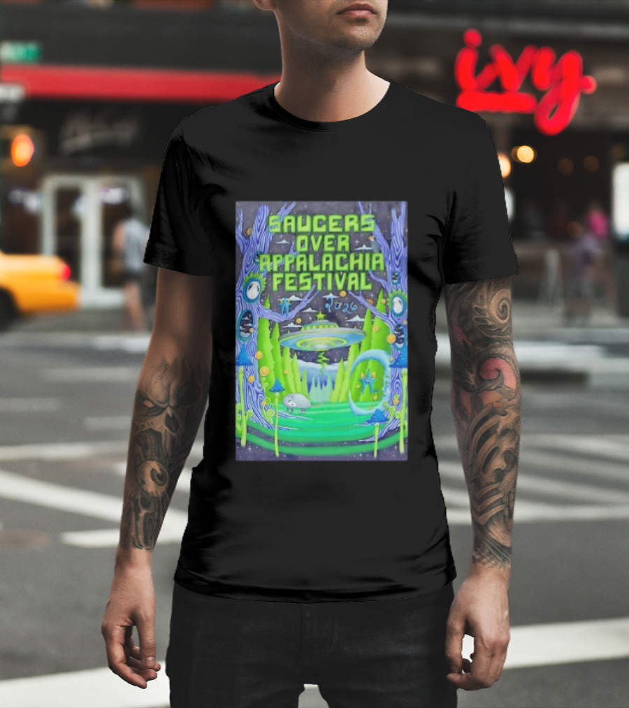 Saucers Over Appalachia Festival 2026 UFO Theme Bristol VA Jun 13 Forest Aliens T-Shirt