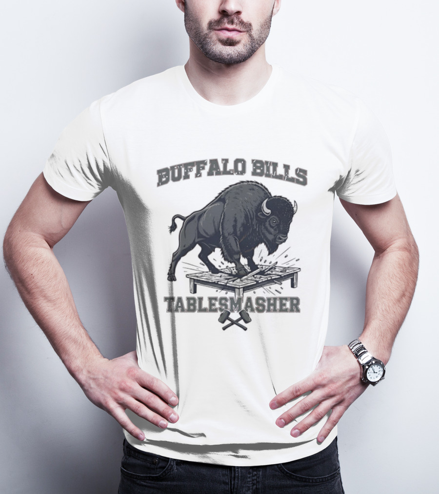 Buffalo Bills Table Smasher Buffalo Jumping Over Table T-Shirt
