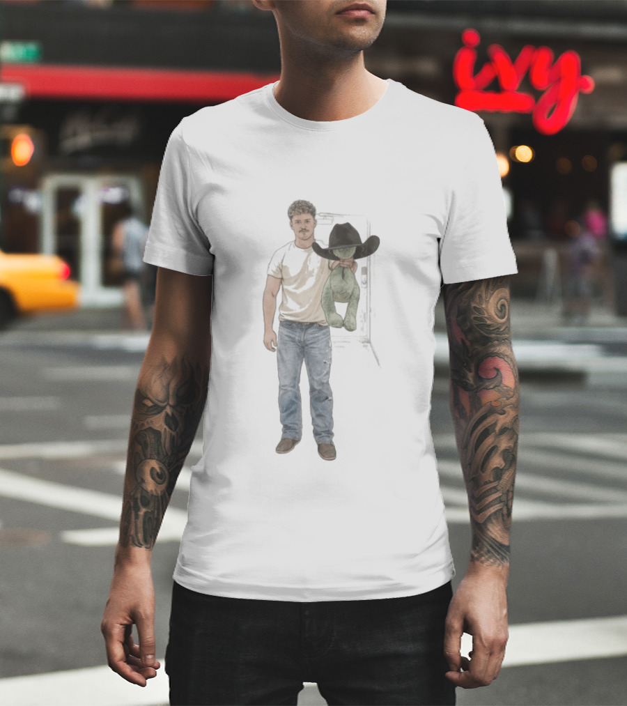 Cole Roach Cowboy With Stuffed Animal Wearing Black Hat T-Shirt