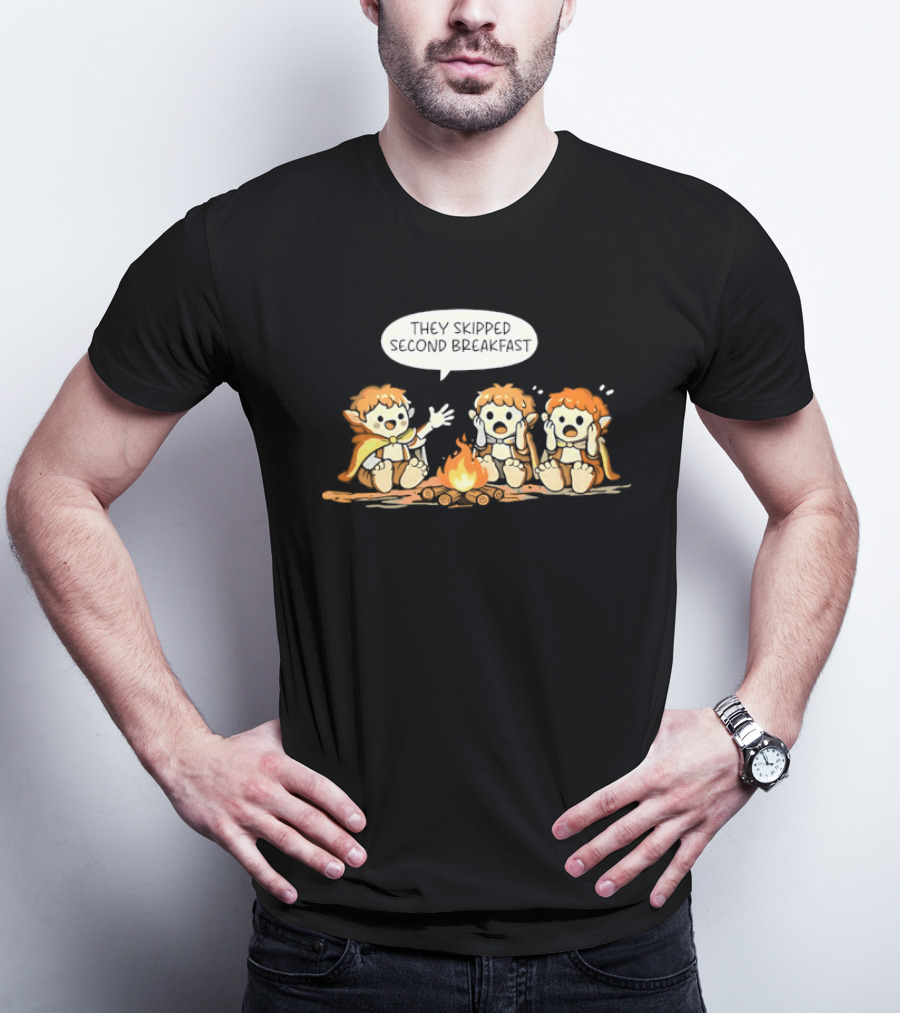 Elf Campfire Skipped Second Breakfast Conversation Scene T-Shirt