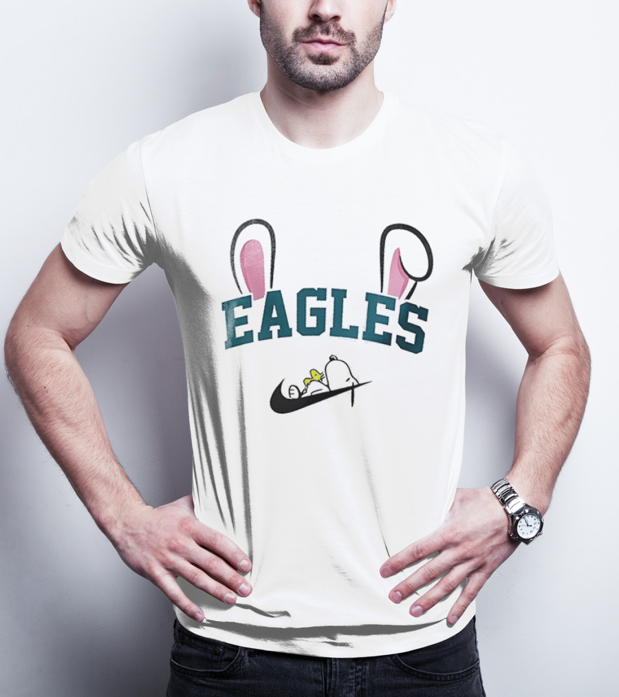 Eagles Peanuts Snoopy Woodstock Bunny Ears Easter T-Shirt
