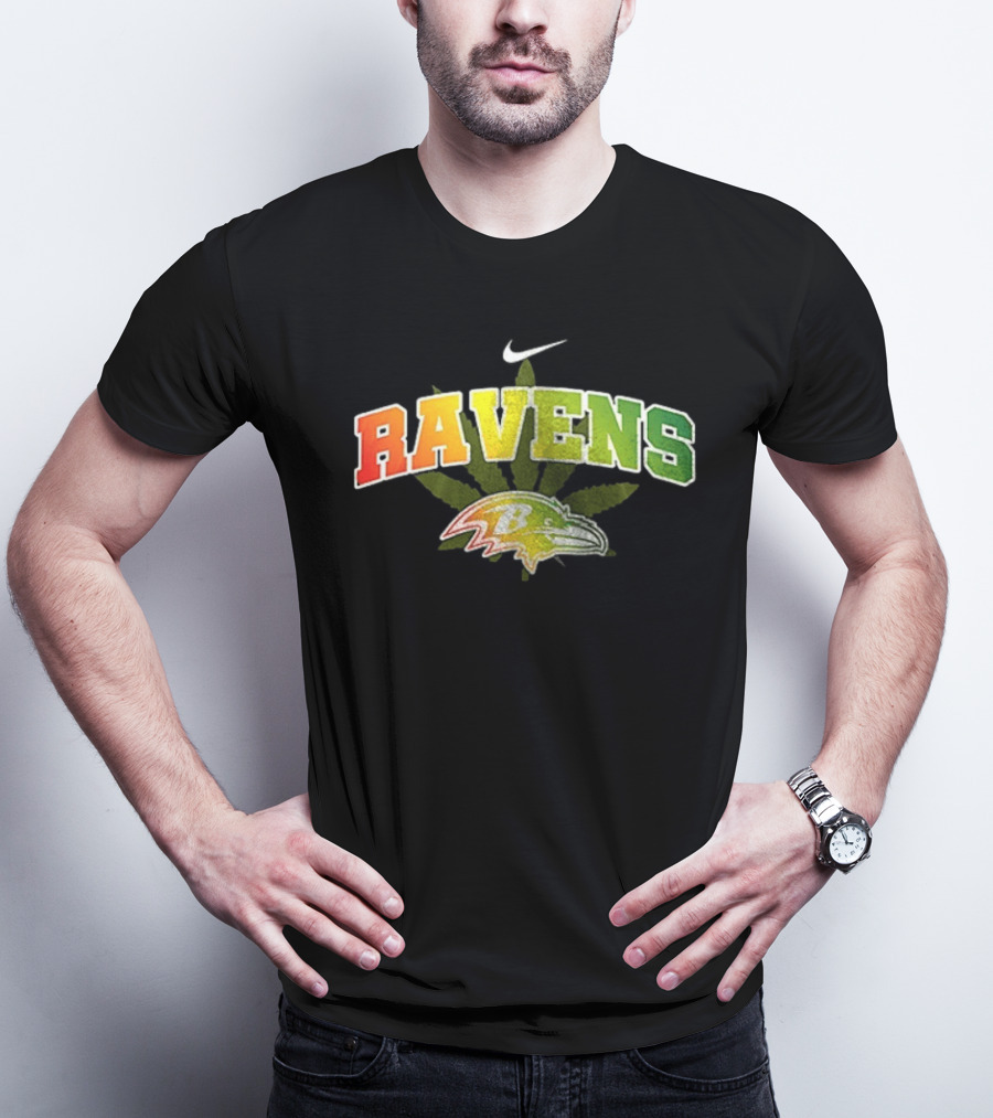 Baltimore Ravens Nike Bob Marley One Love Weed Leaf T-Shirt