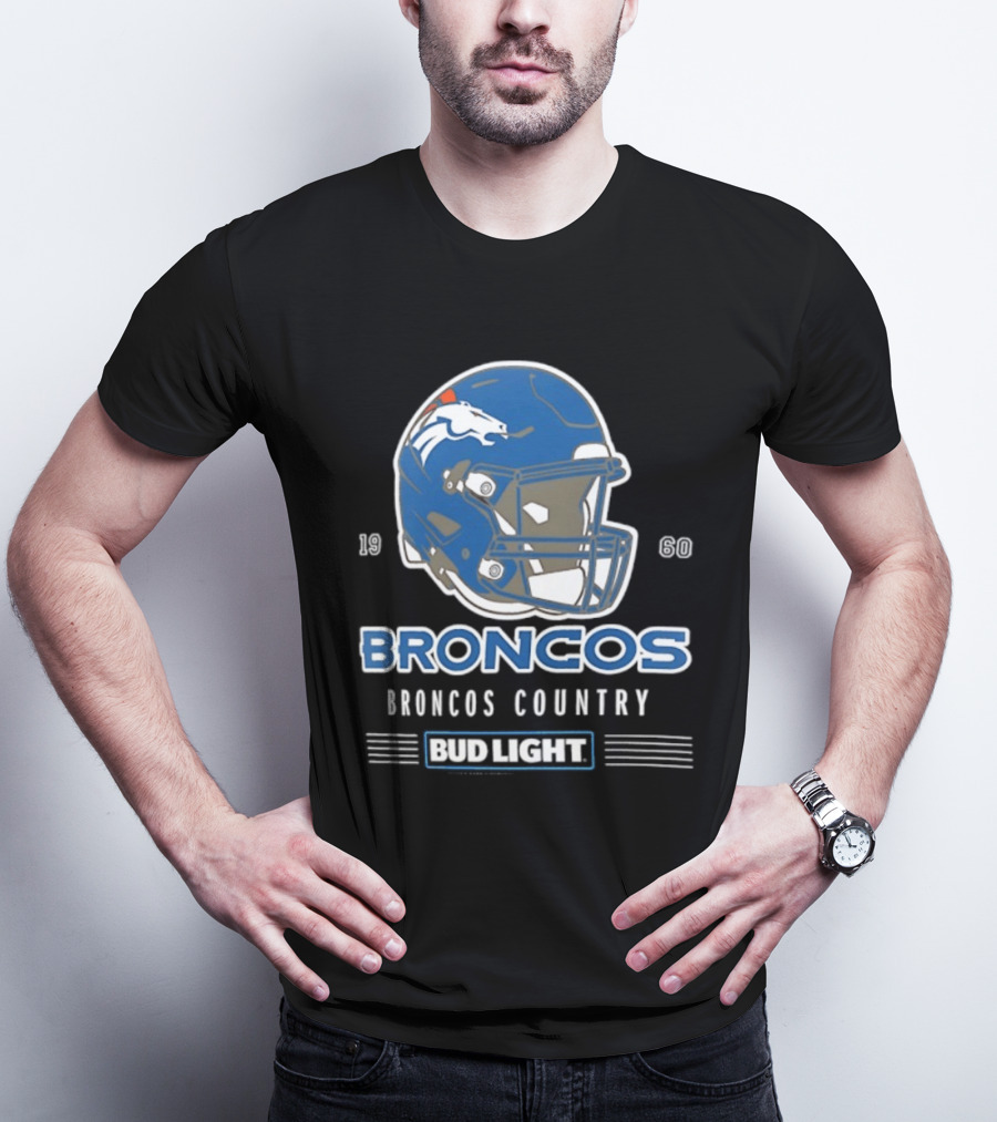Broncos Country Bud Light NFL 1960 Helmet T-Shirt