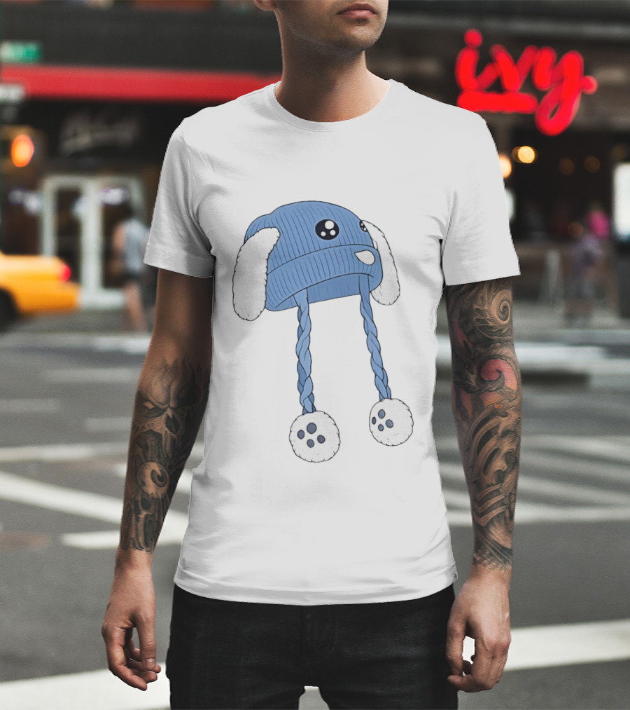 Liam Ramos Cute Kawaii Bunny Ears Blue Winter Hat T-Shirt
