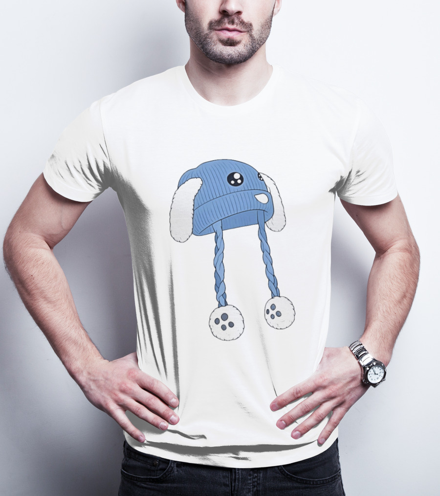 Liam Ramos Cute Kawaii Bunny Ears Blue Winter Hat T-Shirt