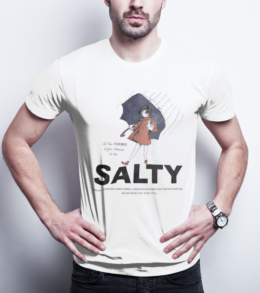 Salty Umbrella Girl In Rain Red Coat T-Shirt