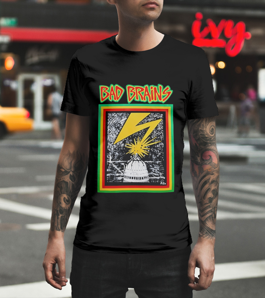 Bad Brains Lightning Capitol Explosion Bold Graphic Retro Vibe T-Shirt