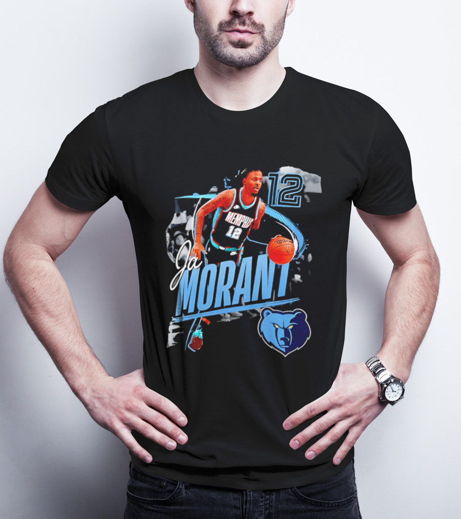 Ja Morant Memphis Grizzlies Number 12 Basketball Player Action T-Shirt