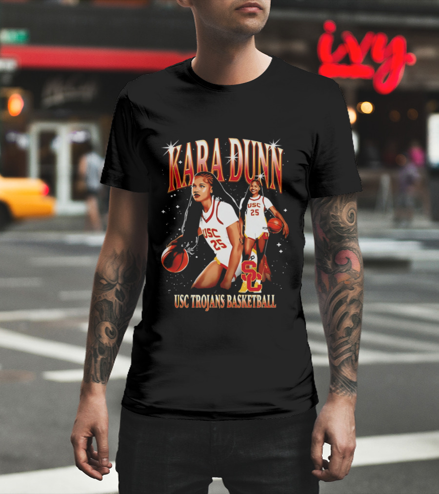 Kara Dunn USC Trojans Basketball Player Collage With Jersey 25 And Iconic SC T-Shirt