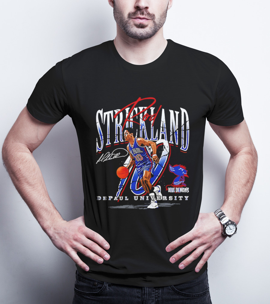 Rod Strickland DePaul University Blue Demons Basketball Number 10 T-Shirt
