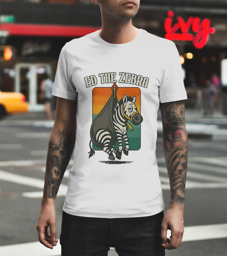 Ed The Zebra Retro Striped Capture Scene T-Shirt