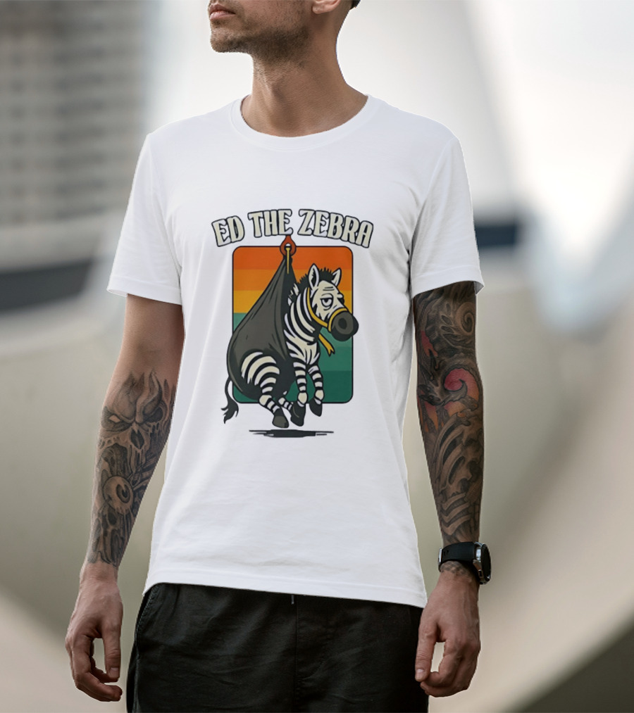 Ed The Zebra Retro Striped Capture Scene T-Shirt