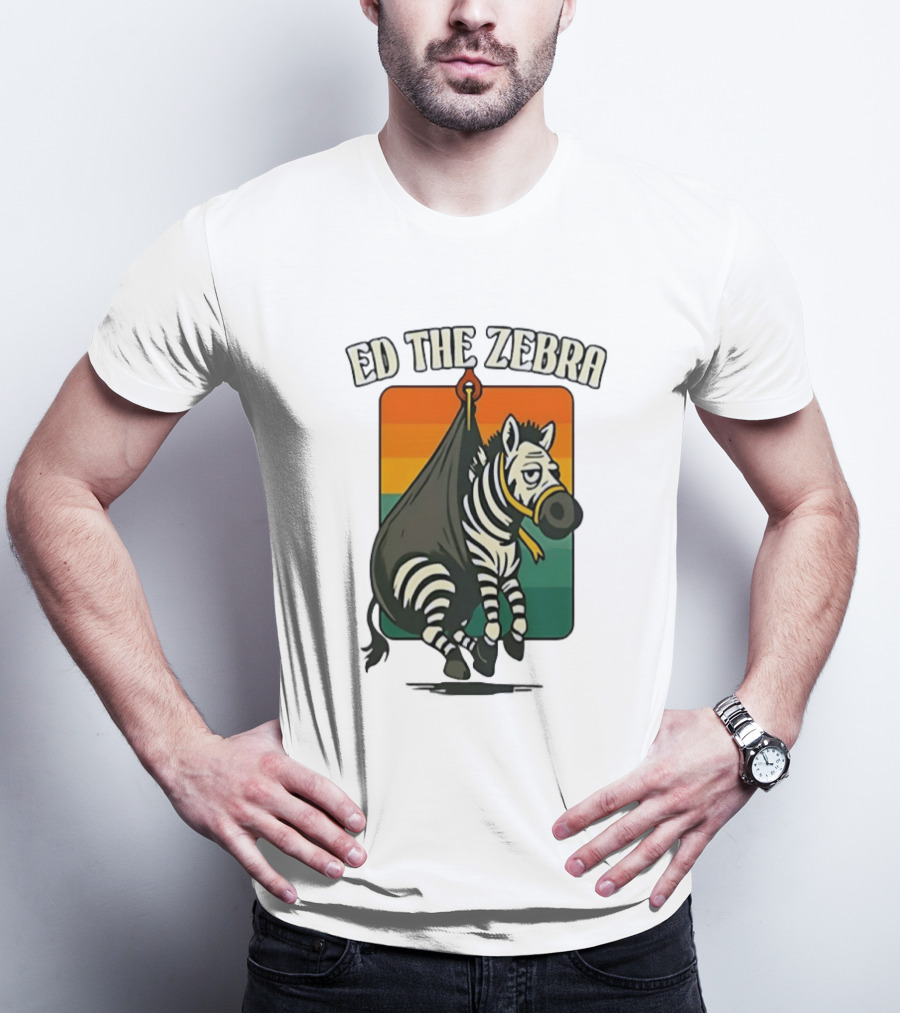 Ed The Zebra Retro Striped Capture Scene T-Shirt