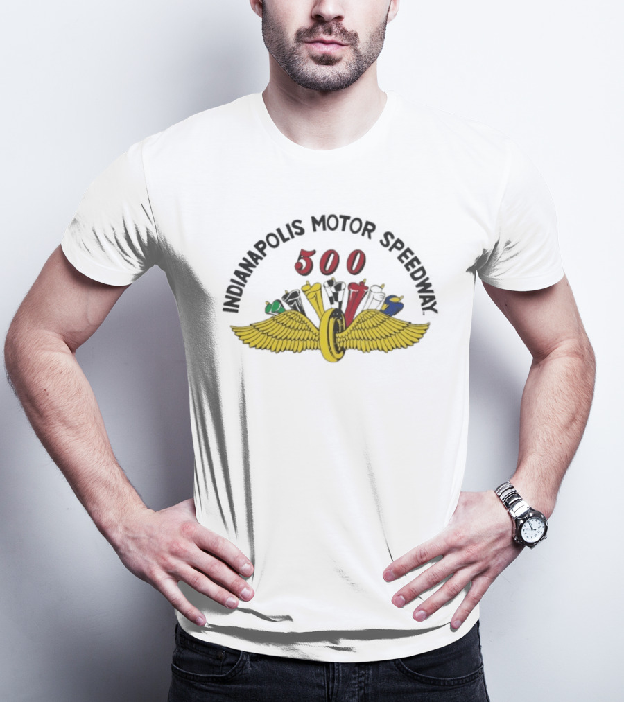 Indianapolis Motor Speedway 500 Wing Wheel Flags Racing T-Shirt