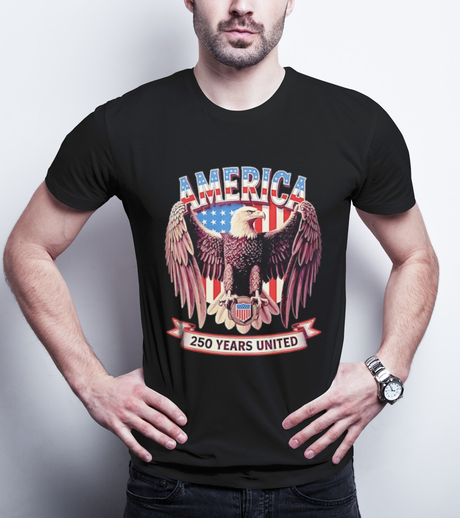 America Bald Eagle 250 Years United Patriotic Flag T-Shirt