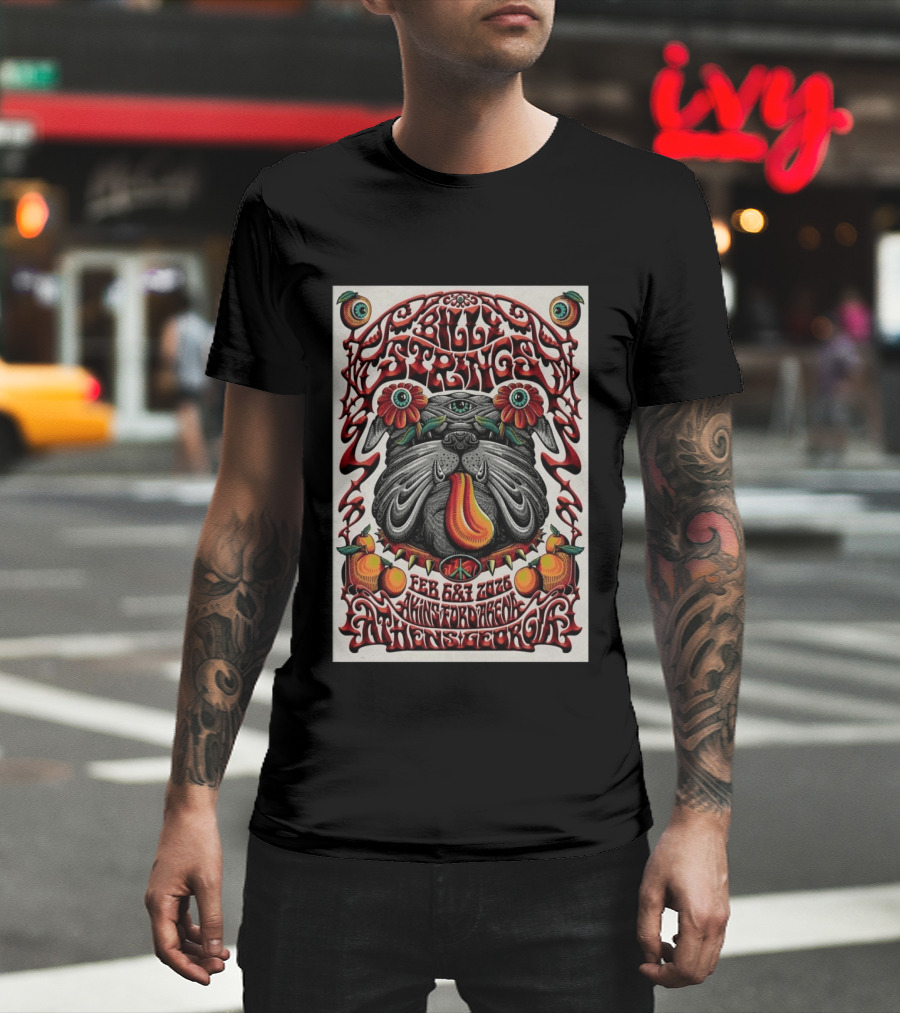 Billy Strings Feb 6 7 2026 Athens Georgia Akins Ford Arena Bulldog Psychedelic T-Shirt
