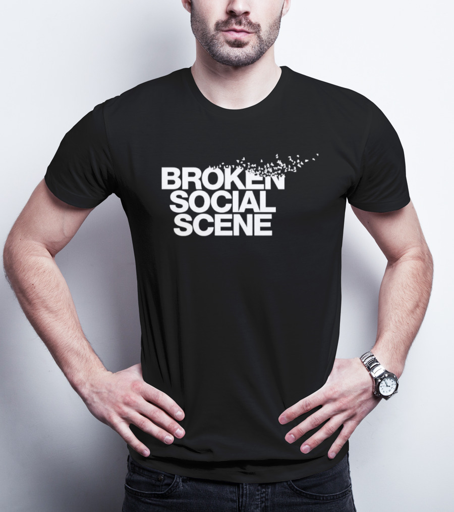 BROKEN SOCIAL SCENE Text With Fragmented Effect T-Shirt