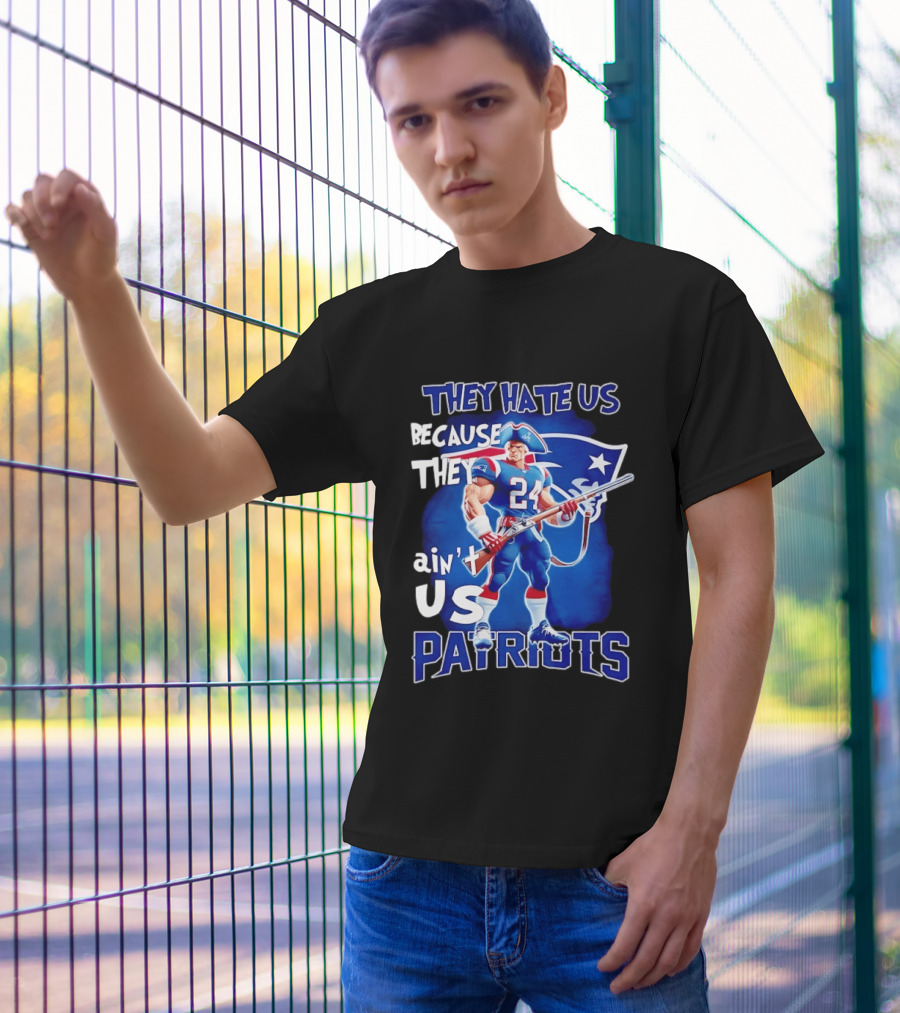 They Hate Us Because They Ain't Us Patriots 24 Holding Shotgun T-Shirt
