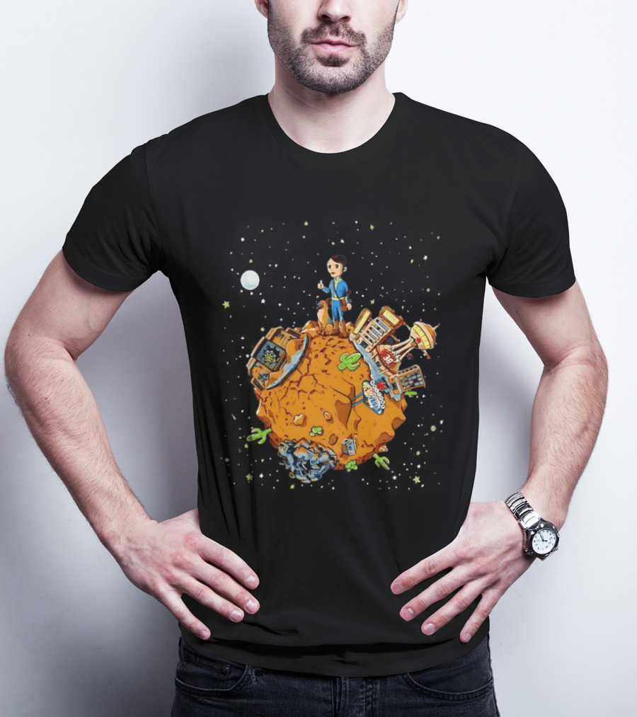 Vault Boy Vault Tec Corporation Welcome Las Vegas Planet Scene T-Shirt