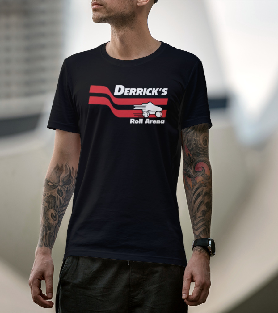 Derrick's Roll Arena Retro Skating Rink Neon Roller Skate T-Shirt