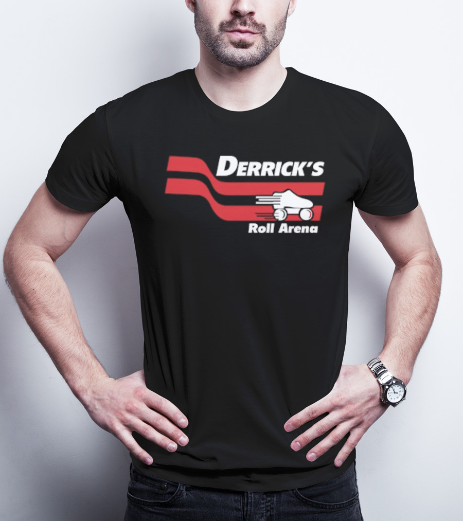 Derrick's Roll Arena Retro Skating Rink Neon Roller Skate T-Shirt