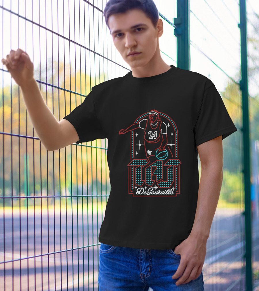 Taj DeGourville 24 San Diego State Aztecs Neon Basketball T-Shirt