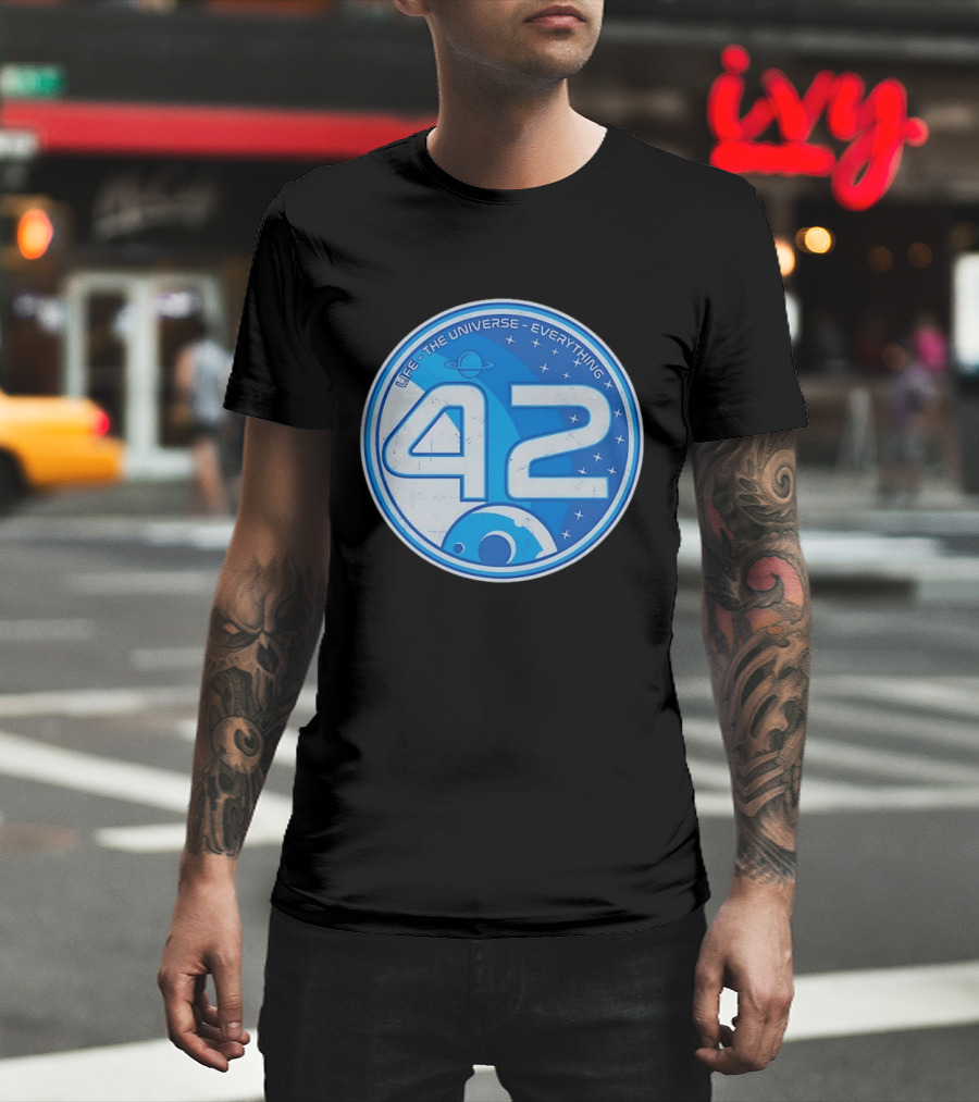 Life The Universe Everything 42 Planet And Stars Iconic Number T-Shirt