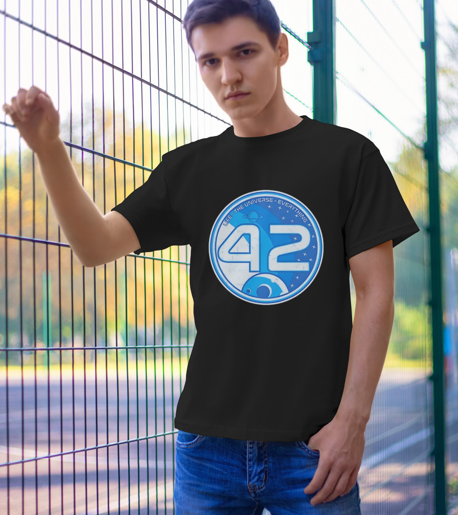Life The Universe Everything 42 Planet And Stars Iconic Number T-Shirt