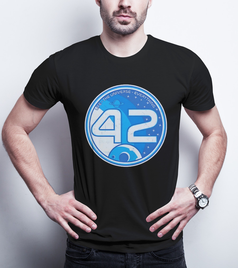 Life The Universe Everything 42 Planet And Stars Iconic Number T-Shirt