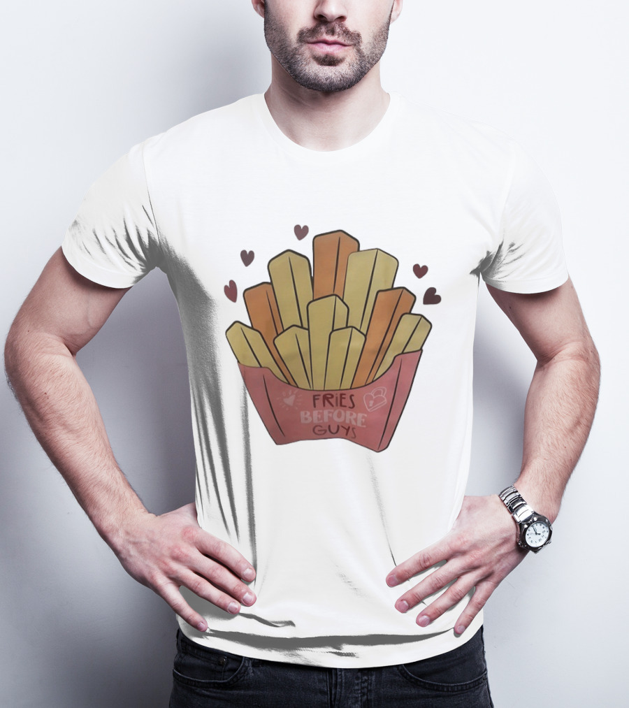 Fries Before Guys Valentine's Day Heart T-Shirt