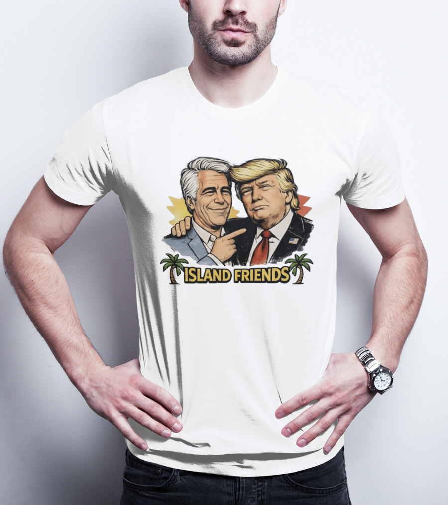 Trump And Epstein Island Friends Iconic Duo With Tropical Palm T-Shirt