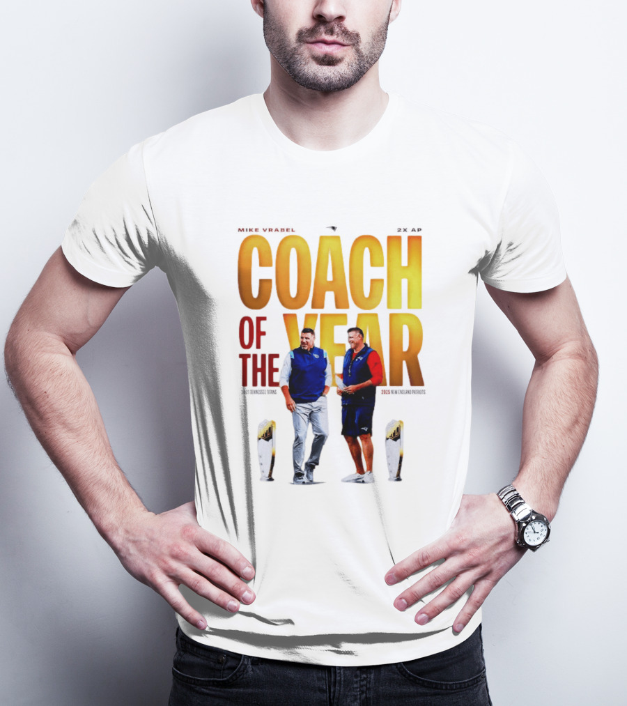 Mike Vrabel Coach Of The Year Highlight With Trophy T-Shirt