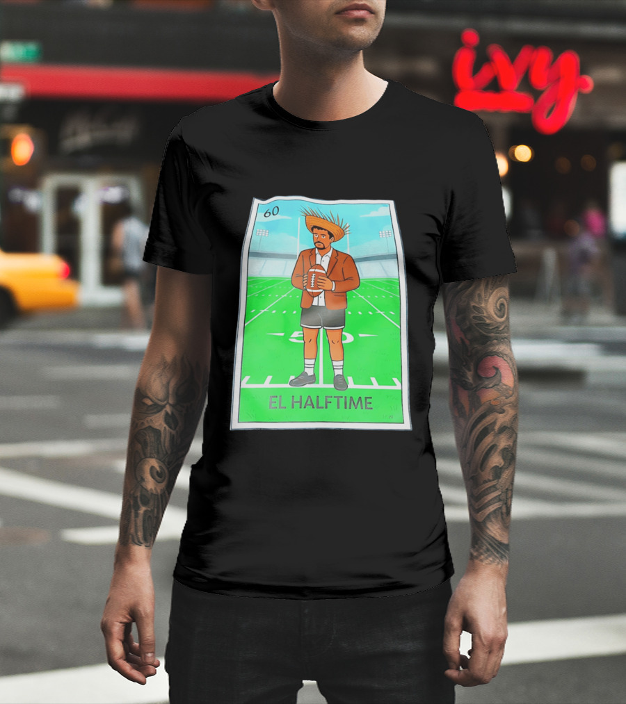 Bad Bunny El Halftime Football Card 60 Stadium Scene T-Shirt