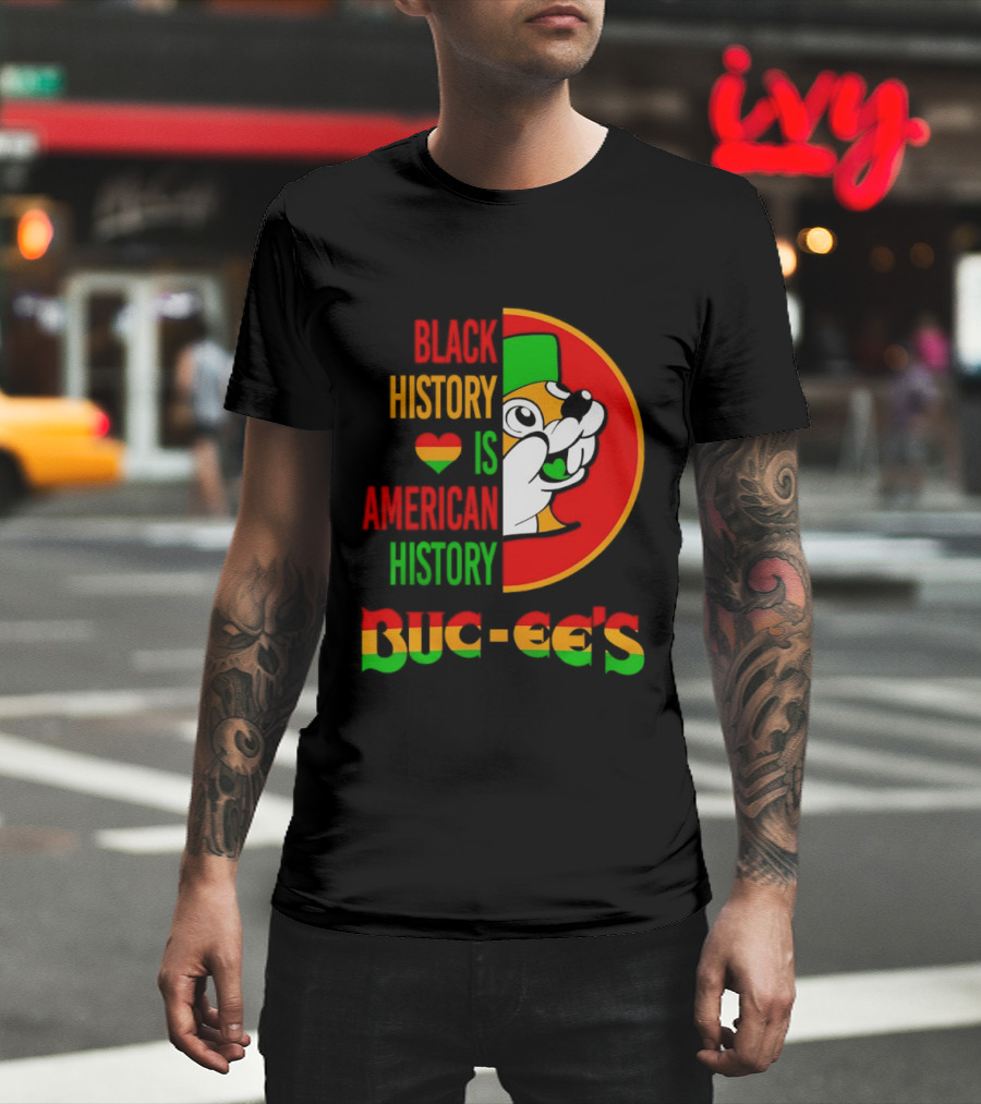 Buc Ee's Black History Is American History Heart Icon With Buc Ee's T-Shirt