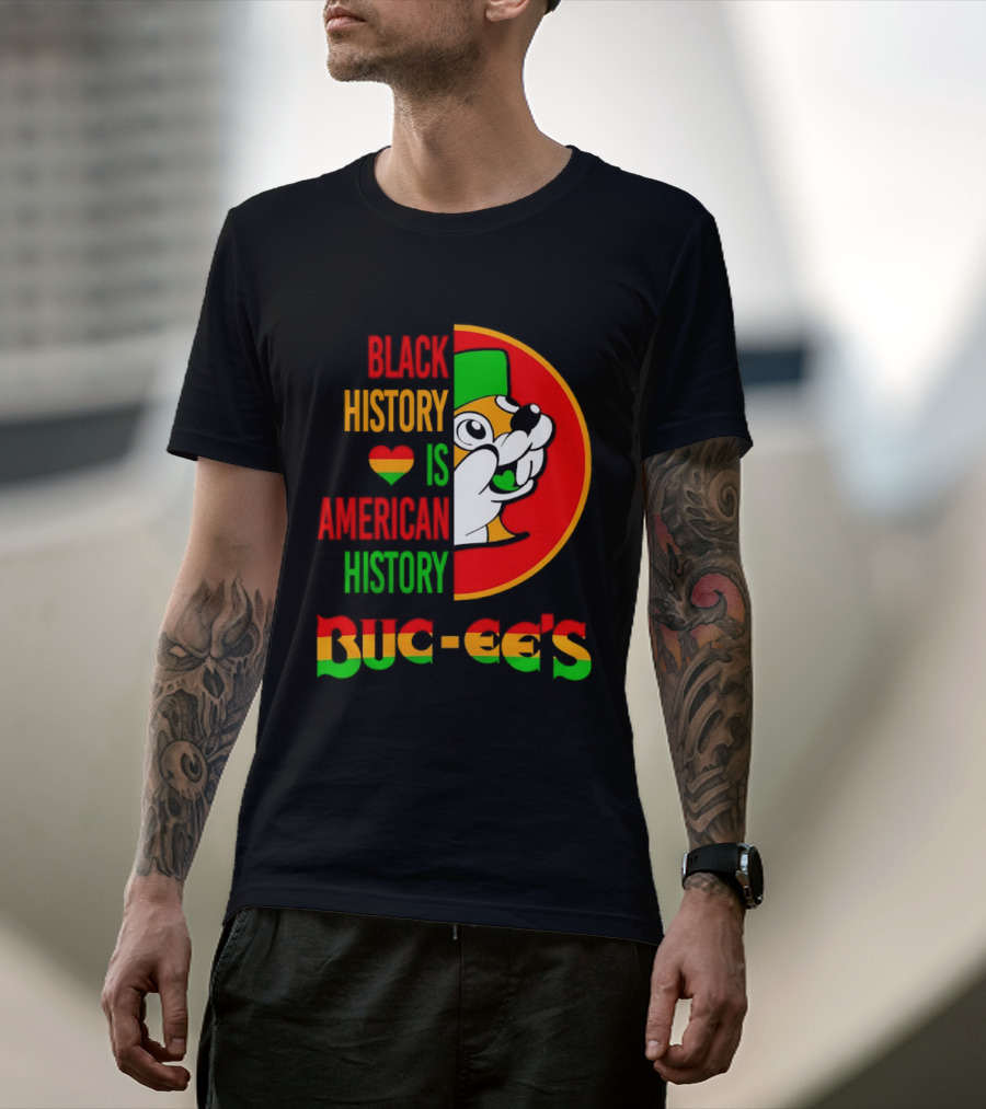 Buc Ee's Black History Is American History Heart Icon With Buc Ee's T-Shirt