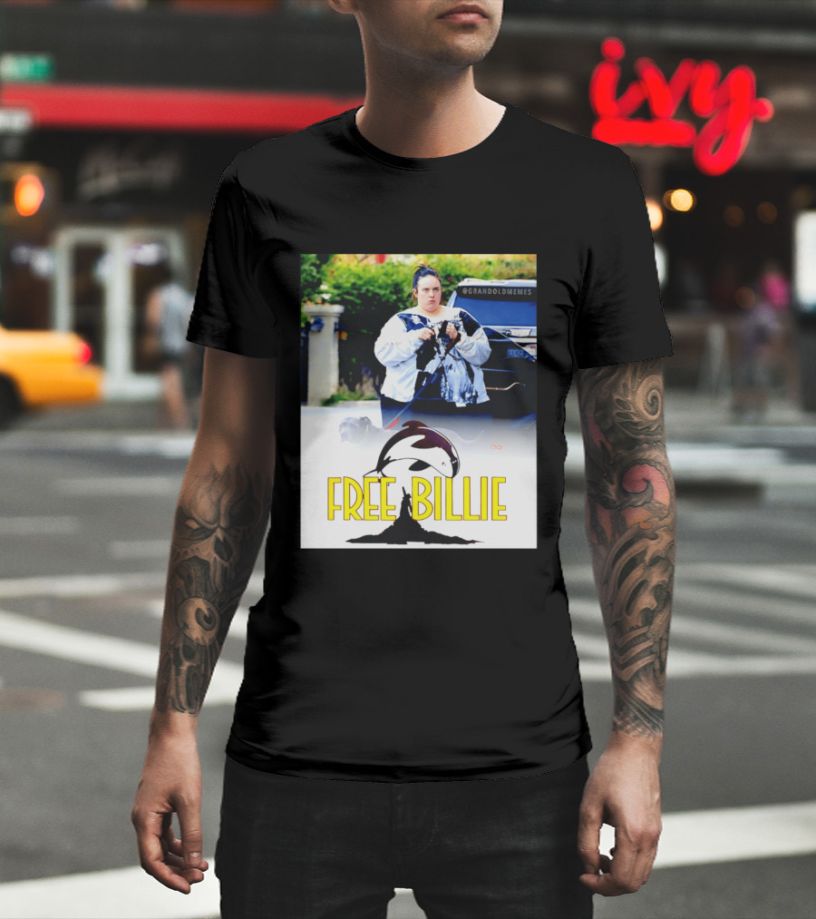 Free Billie Fat 2026 Meme Parody With Whale And Dog Walking T-Shirt