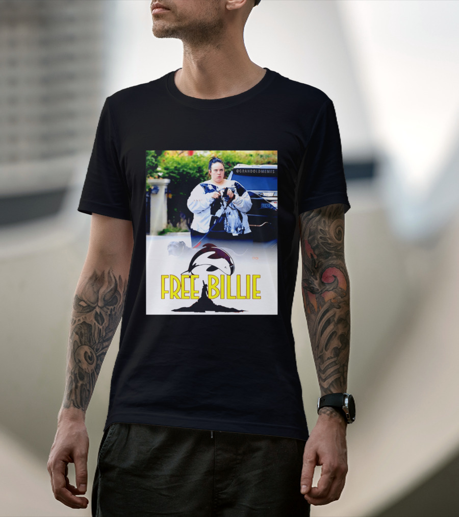 Free Billie Fat 2026 Meme Parody With Whale And Dog Walking T-Shirt