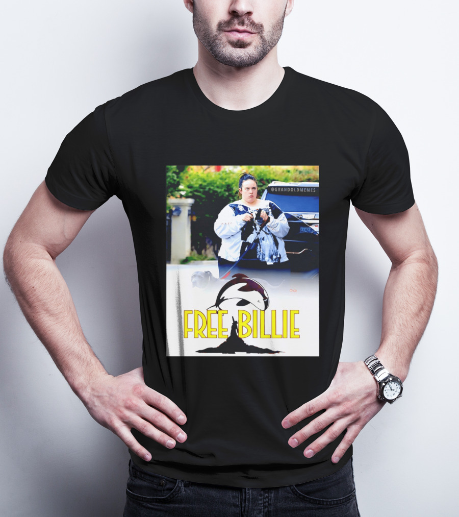 Free Billie Fat 2026 Meme Parody With Whale And Dog Walking T-Shirt