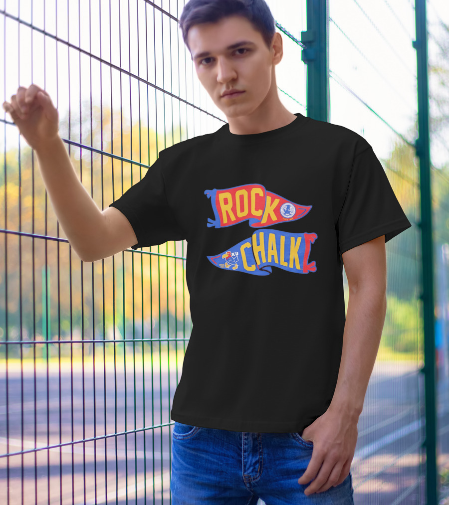 Rock Chalk KU Kansas Jayhawks Established Circa 1865 Pennant T-Shirt