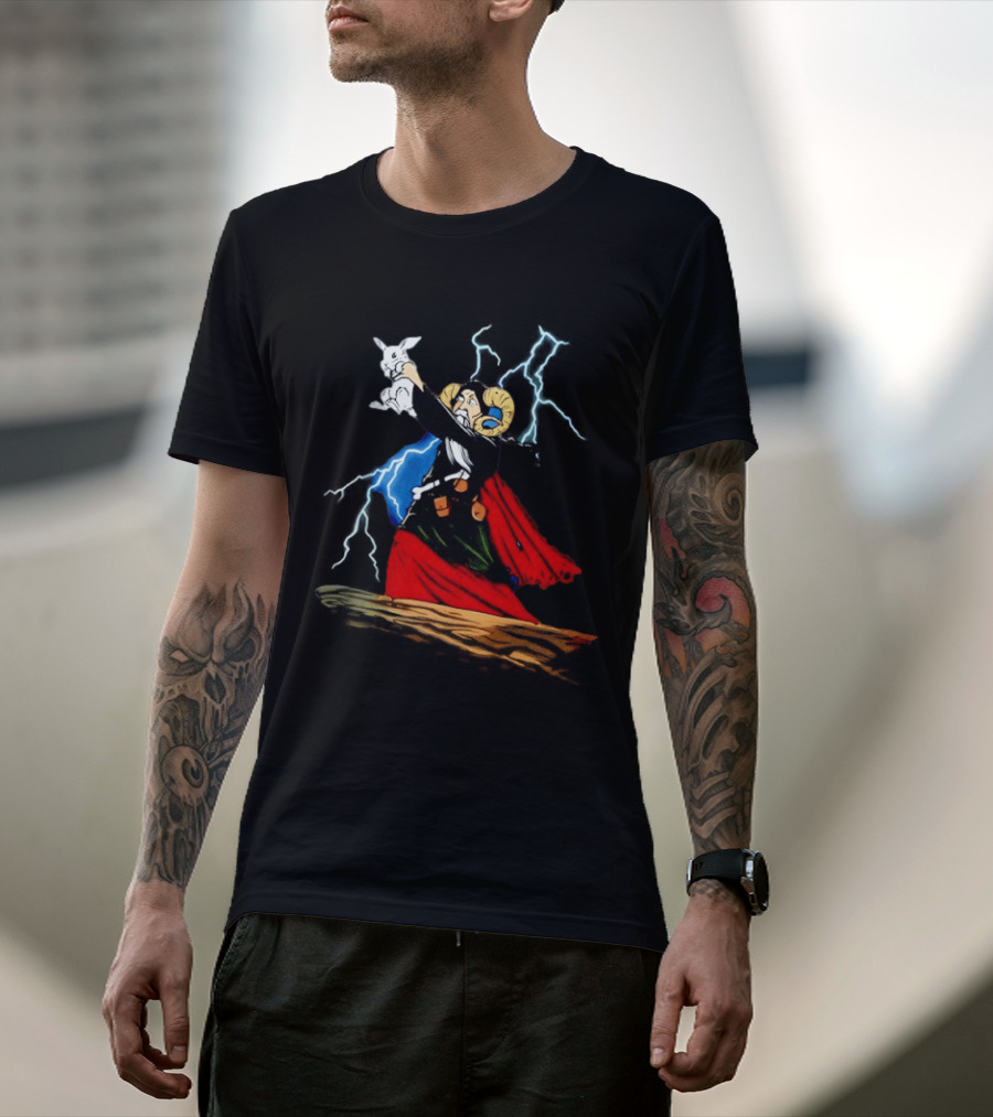Tim The Enchanter Monty Python Wizard Holding Killer Rabbit Iconic Movie Scene T-Shirt