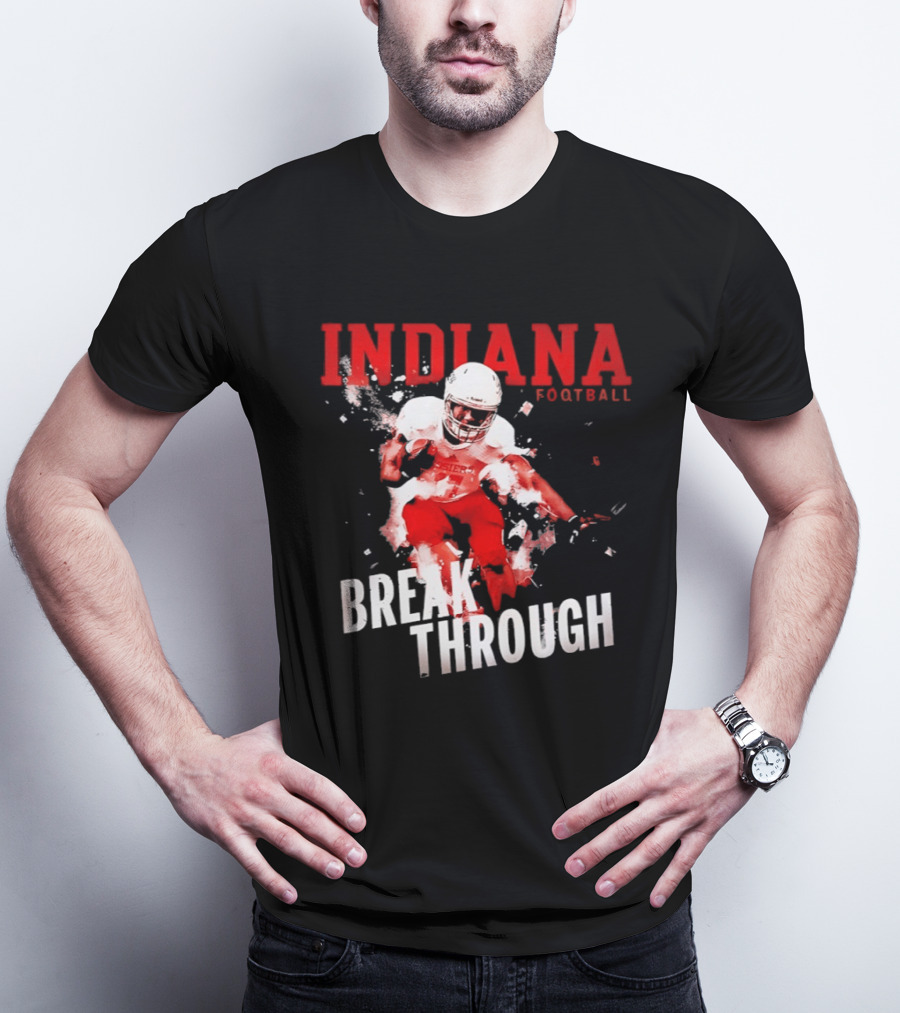 Indiana Hoosiers Football Break Through Bold Red Team Spirit T-Shirt