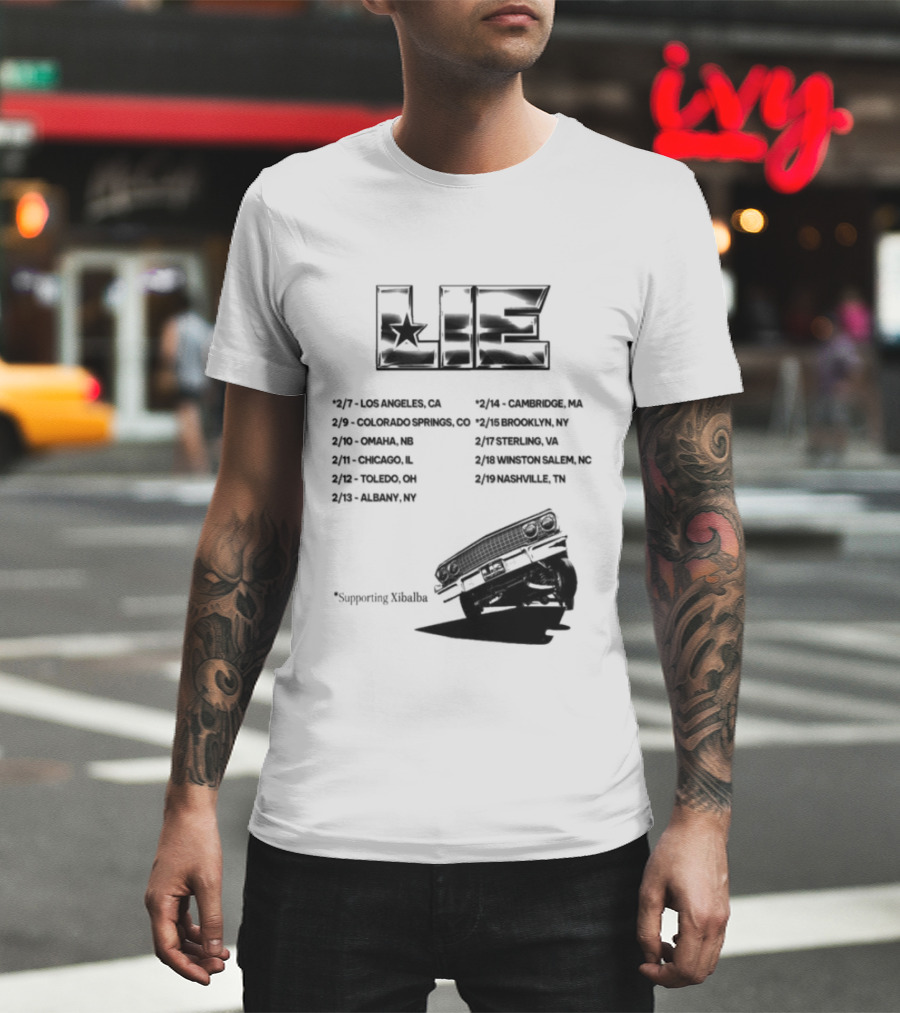 LIE Supporting Xibalba February Tour 2026 San Bernardino Mexico Anaheim New York Louisville Portland Minneapolis T-Shirt