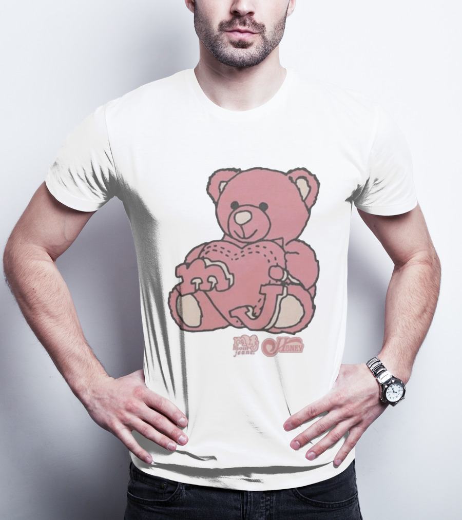 Mom Jeans Pink Bear Heart Honey T-Shirt