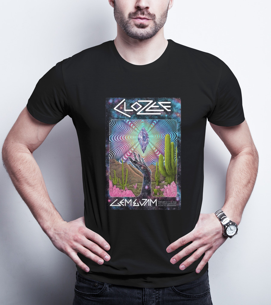 CloZee Gem And Jam Festival Tucson February 6 8 2026 Pima County Fairgrounds Cactus Crystal T-Shirt